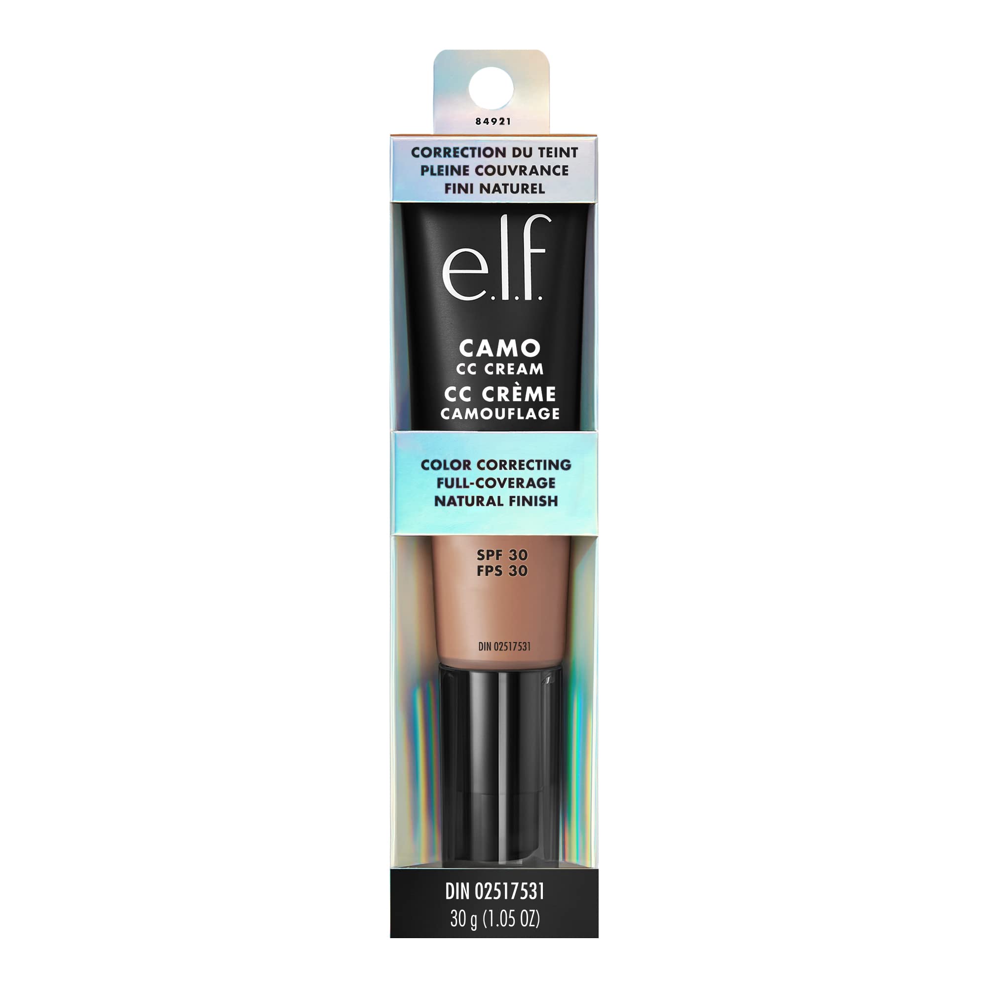 e.l.f. Camo CC Cream, Color Correcting Medium-To-Full Coverage Foundation with SPF 30, Tan 425 N, 1.05 Oz (30g)