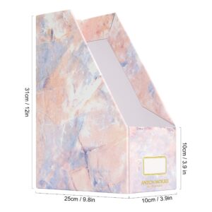 Magazine File Holder with Pink Marble Pattern 2 Pack, Premium Desk File Rack, Perfect for A4 Size Document