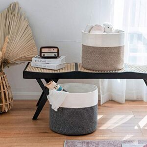 goodpick large rope basket (set of 2)-blanket storage basket nursery bin