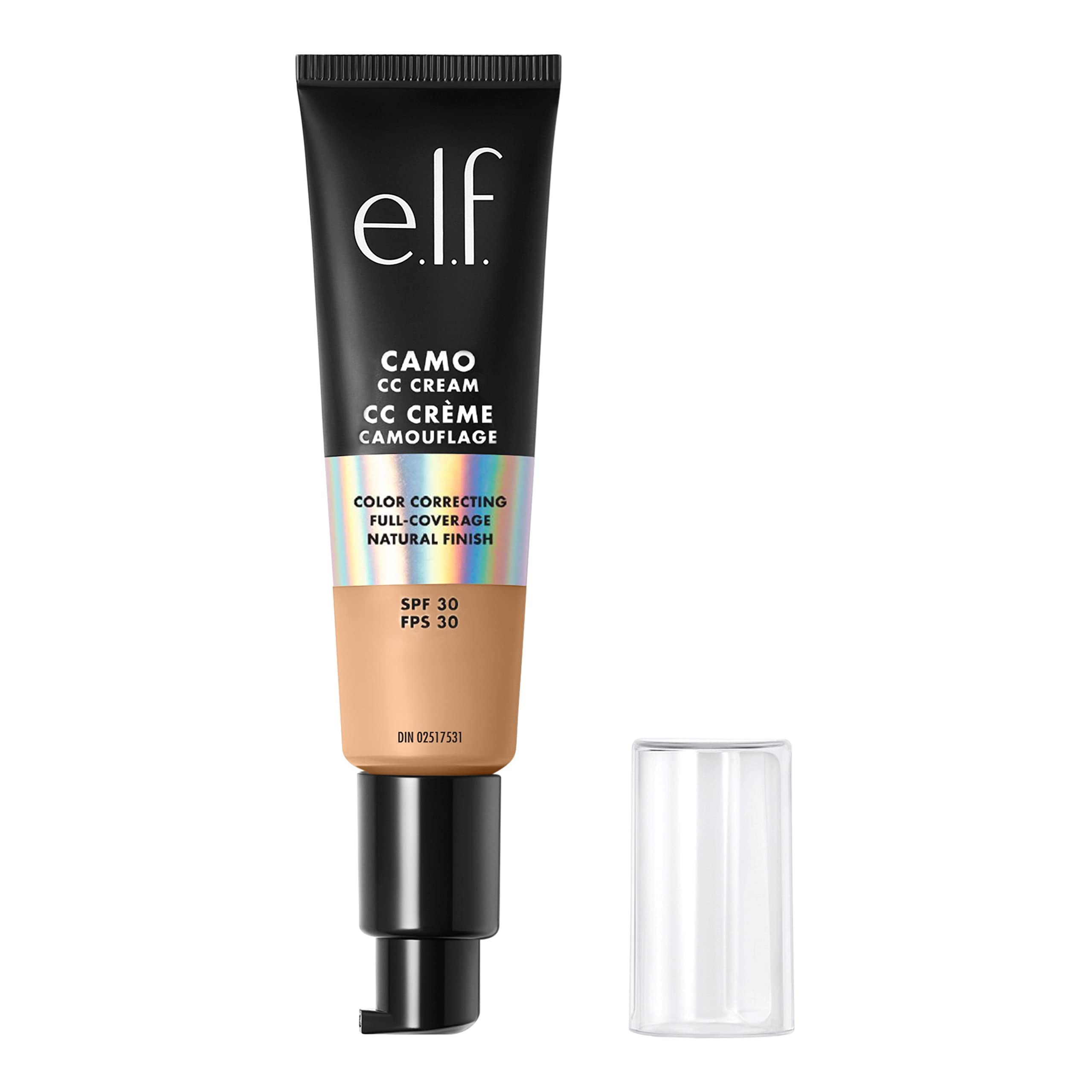 e.l.f. Camo CC Cream, Color Correcting Medium-To-Full Coverage Foundation with SPF 30, Medium 330 W, 1.05 Oz (30g)