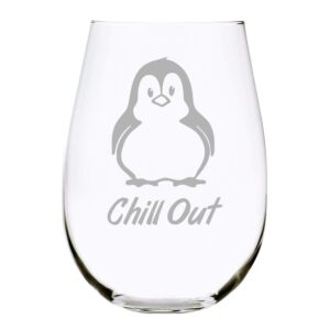 penguin chill out stemless wine glass, 17 oz.