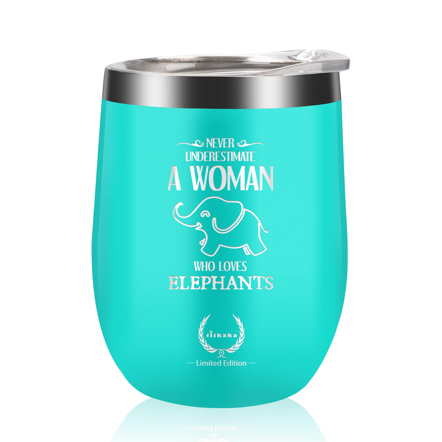 Elephant Gifts for Women-Mothers Day Gifts Unique Birthday Gifts for Her Funny Novelty Wine glass Personalized Present for Girlfriend,Coworkers, Friends Insulated Tumbler 12oz Blue