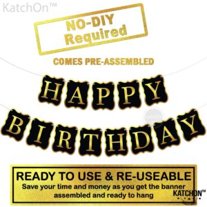 KatchOn, Large Happy Birthday Banner Black and Gold - 10 Feet, No DIY | Happy Birthday Sign | Black And Gold Happy Birthday Banner | Happy Birthday Banners for Men | Happy Birthday Backdrop for Men