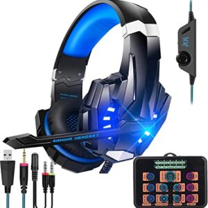 Voice Changer Gaming Headset with Mic for Xbox One,PC,PS4,Over-Ear Headphones with Volume Control LED Light Cool Style Stereo,Noise Reduction for Phone/PS4/Xbox/Switch/IPad/Computer/Kids