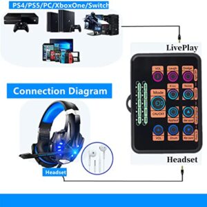 Voice Changer Gaming Headset with Mic for Xbox One,PC,PS4,Over-Ear Headphones with Volume Control LED Light Cool Style Stereo,Noise Reduction for Phone/PS4/Xbox/Switch/IPad/Computer/Kids