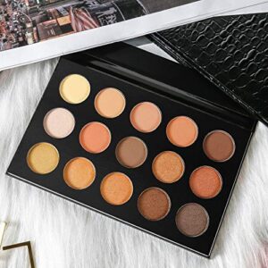 Nude Gold Eyeshadow Palette Natural Naked Smokey Warm Neutral 15 Shades, DE'LANCI Ultra-Blendable High Pigmented Matte Shimmer Matallic Long Lasting Waterproof Eye Shadow Pallet, Travel Size Makeup