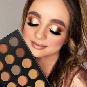 Nude Gold Eyeshadow Palette Natural Naked Smokey Warm Neutral 15 Shades, DE'LANCI Ultra-Blendable High Pigmented Matte Shimmer Matallic Long Lasting Waterproof Eye Shadow Pallet, Travel Size Makeup