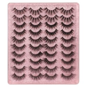 20 pairs false eyelashes 3d faux mink lashes natural look wispy fake eyelashes alphonse 16-20mm fluffy volume long thick lashes pack 5 styles mixed