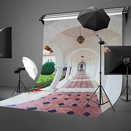 6x9 FT Vinyl Photography Backdrop,Dome Arched Colonnade Hallway at Sambata De Sus Monastery in Transylvania Romania Background for Graduation Prom Dance Decor Photo Booth Studio Prop Banner