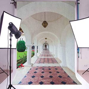 6x9 FT Vinyl Photography Backdrop,Dome Arched Colonnade Hallway at Sambata De Sus Monastery in Transylvania Romania Background for Graduation Prom Dance Decor Photo Booth Studio Prop Banner