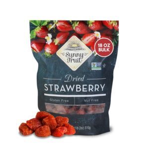 dried strawberries - sunny fruit - 18oz bulk bag | quick, healthy sweet snack | non-gmo, gluten-free, nut free