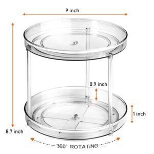 Amolliar 2 Tier 9 Inch Lazy Susan Turntable Organizer for Cabinet,Spice Rack Food Storage Container for Kitchen, Pantry, Fridge, Countertop, Vanity, Bathroom, Spinner Organizer for Spices, Condiments