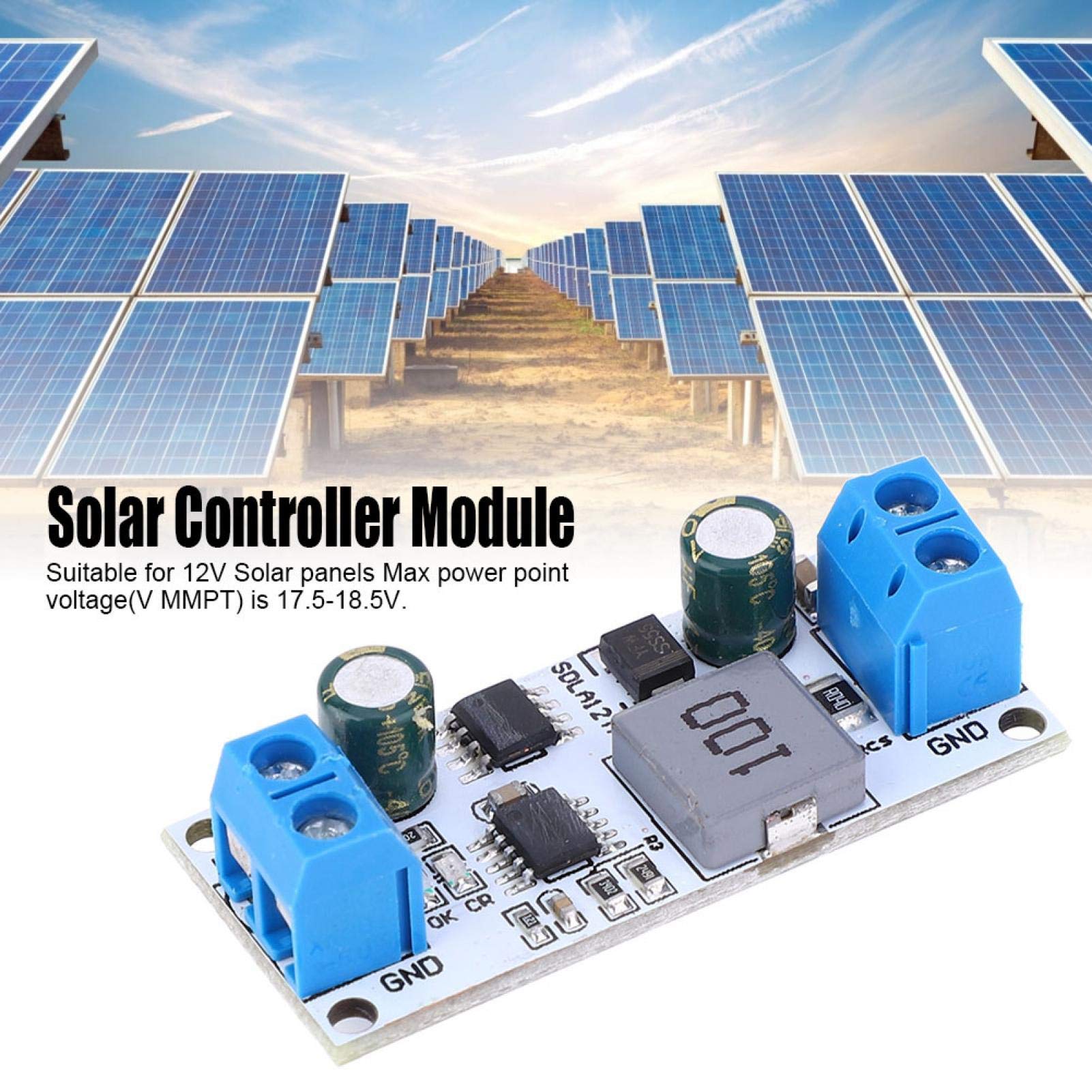 Fafeicy Solar Controller Module, Acid Battery Charger Module, for 1-1000AH 12V MPPT Solar Controller (with Terminal), Solar Controller