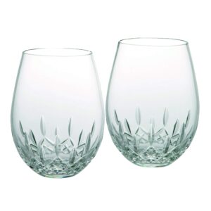 waterford lismore essence stemless crystal wine deep red, set of 2