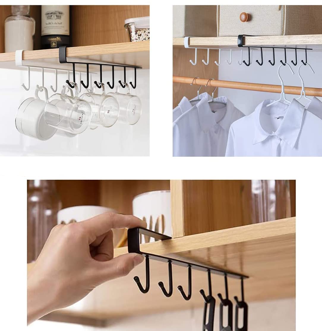 eywlwaar Mug Cups Cabinet Mug Hooks Kitchen Storage Hanging Hooks (2 Pack-White)