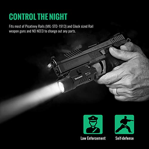 Gmconn 1200 Lumens Rail Mounted Compact Pistol Light LED Strobe Tactical Gun Flashlight with 2 x CR123A Lithium Batteries