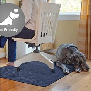 Bungalow Flooring Barbury Weave 9to5 Desk Chair Mat, 3' x 4', Made in USA, Stain-Resistant, Anti-Slip Rubber Backing, Navy