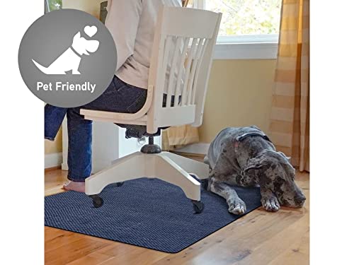 Bungalow Flooring Barbury Weave 9to5 Desk Chair Mat, 3' x 4', Made in USA, Stain-Resistant, Anti-Slip Rubber Backing, Navy