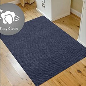 Bungalow Flooring Barbury Weave 9to5 Desk Chair Mat, 3' x 4', Made in USA, Stain-Resistant, Anti-Slip Rubber Backing, Navy