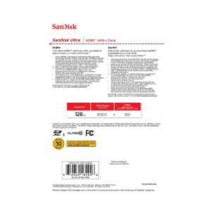 SanDisk 128GB Ultra UHS-I Class 10 U1 SDXC Memory Card, 120MB/s Read, 10MB/s Write