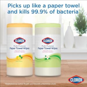 Clorox Multi-Purpose Paper Towel Wipes, Trap and Lift Messes Like a Paper Towel and Kills 99.9% of Bacteria*, Sanitizing Wipes, Jasmine Scent - 75 Wipes