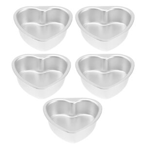 cabilock heart mold 5pcs aluminium cake pan tin heart shape cake baking tin tray muffin chocolate baking mold fondant non stick for cake bread baking egg shaped cake pan (4.2x4.1 inch)