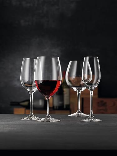 Nachtmann Vivino Bordeaux Glass | Set of 4 Wine glasses 20.6 Ounce Crystal Clear Glass | White or Red Wine Glass Set with Long Stem | Ideal for Tasting Cabernet, Pinot Noir, Bordeaux | Dishwasher Safe