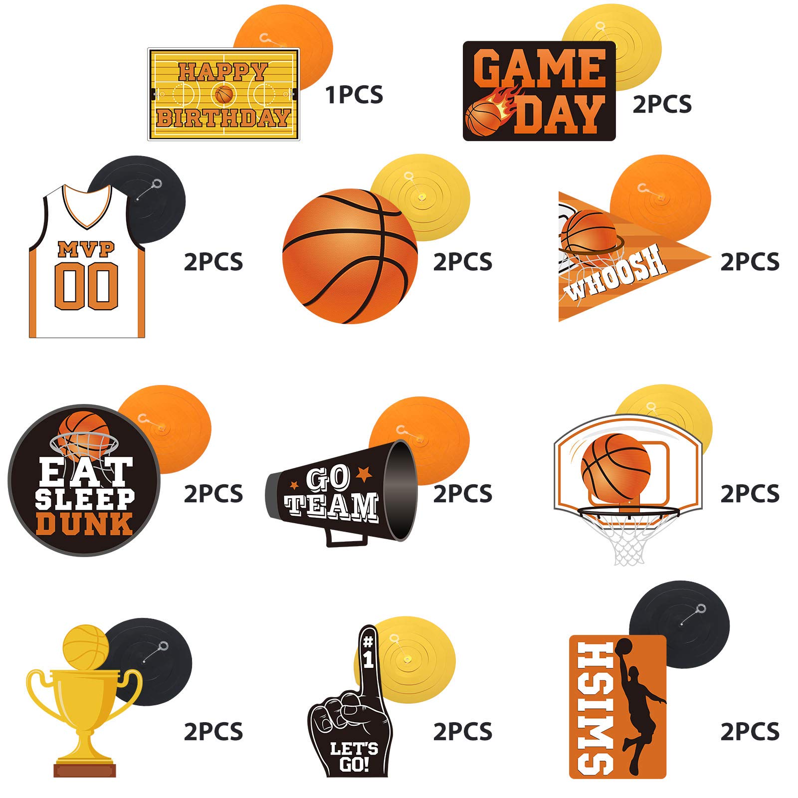 30 Pieces Basketball Party Hanging Swirls Decorations, Sports Theme Party Cutouts Hanging Foil Swirls Decorations for Teenagers Favor Birthday Party Supplies