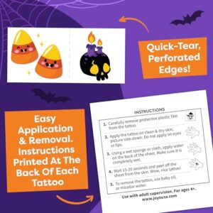 Halloween Temporary Tattoos For Kids Halloween Party Favors - 144 Pieces in 48 Unique Designs - Bulk Prizes Assorted Goodies Tattoos Goody Bag Stuffers