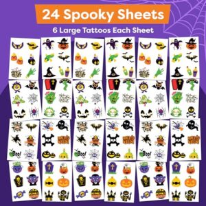 Halloween Temporary Tattoos For Kids Halloween Party Favors - 144 Pieces in 48 Unique Designs - Bulk Prizes Assorted Goodies Tattoos Goody Bag Stuffers