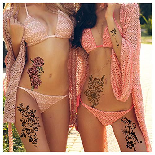 Cerlaza 162 Styles Temporary Tattoos for Women Adults Girls, Fake Sleeve Henna Sexy Tattoo Stickers, Leg Makeup Waterproof Realistic Long Lasting Semi Permanent Tattoos Kit-50 sheets