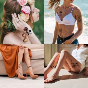 Cerlaza 162 Styles Temporary Tattoos for Women Adults Girls, Fake Sleeve Henna Sexy Tattoo Stickers, Leg Makeup Waterproof Realistic Long Lasting Semi Permanent Tattoos Kit-50 sheets