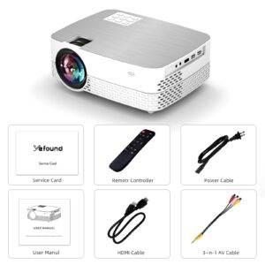 Movie Projector,6500 Lumens 1080P Supported HiFi Speaker for Home Theater Projector, 60,000 Hours LED lamp Life Outdoor Video Projector Compatible with TV Stick/Switch/Laptop/PS5/USB/HD ‎Bloomidea