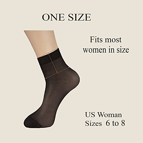 Women's 10 Pairs sheer socks for women ankle high, Pantyhose Socks 30 Den (5 pairs Nude + 5 pairs Black)