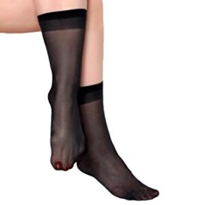 Women's 10 Pairs sheer socks for women ankle high, Pantyhose Socks 30 Den (5 pairs Nude + 5 pairs Black)