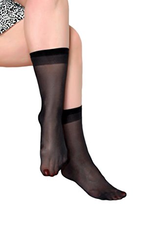 Women's 10 Pairs sheer socks for women ankle high, Pantyhose Socks 30 Den (5 pairs Nude + 5 pairs Black)