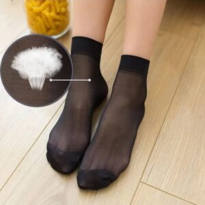 Women's 10 Pairs sheer socks for women ankle high, Pantyhose Socks 30 Den (5 pairs Nude + 5 pairs Black)