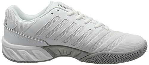 K-Swiss Women's Bigshot Light 4 Tennis Shoe, White/Highrise/Silver, 8 M