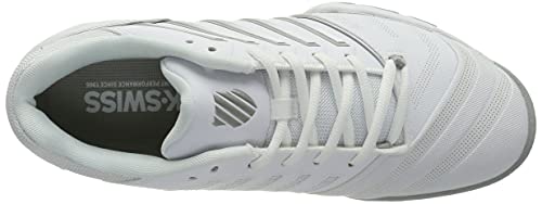 K-Swiss Women's Bigshot Light 4 Tennis Shoe, White/Highrise/Silver, 8 M