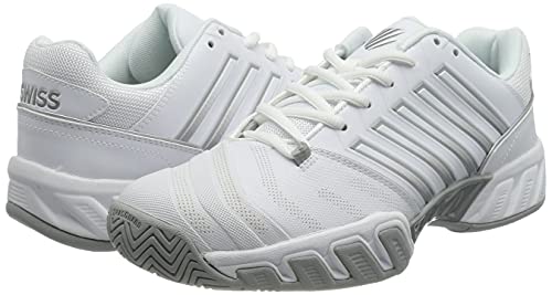 K-Swiss Women's Bigshot Light 4 Tennis Shoe, White/Highrise/Silver, 8 M