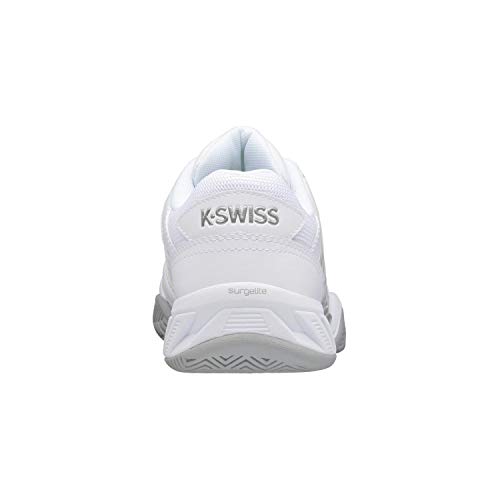 K-Swiss Women's Bigshot Light 4 Tennis Shoe, White/Highrise/Silver, 8 M