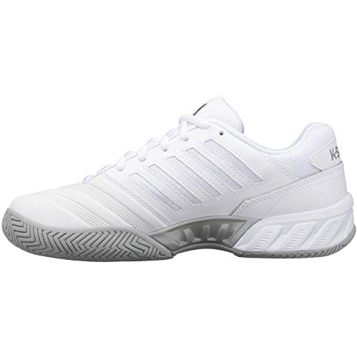 K-Swiss Women's Bigshot Light 4 Tennis Shoe, White/Highrise/Silver, 8 M