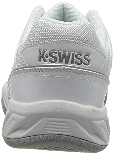 K-Swiss Women's Bigshot Light 4 Tennis Shoe, White/Highrise/Silver, 8 M