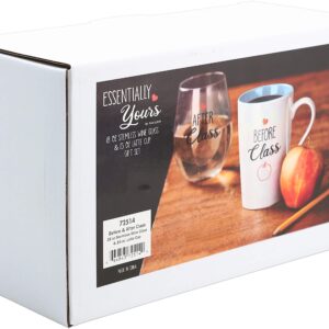 Pavilion Gift Company Before & After Class - 18 oz. Stemless Glass & 15 oz. Latte Cup Set