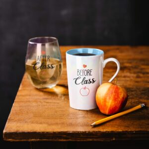 Pavilion Gift Company Before & After Class - 18 oz. Stemless Glass & 15 oz. Latte Cup Set