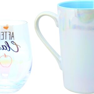 Pavilion Gift Company Before & After Class - 18 oz. Stemless Glass & 15 oz. Latte Cup Set