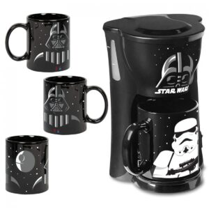 star wars darth vader and stormtrooper single cup coffee maker with 2 mugs- cup of the dark side