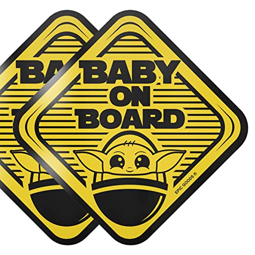 EPIC Goods Cute Baby On Board Magnets [2-Pack] Baby Shower Registry Gift Set - Safety Sign for Car, Truck, Van, Bumper, Laptop, Flask, Water Bottle (Magnets)