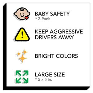 EPIC Goods Cute Baby On Board Magnets [2-Pack] Baby Shower Registry Gift Set - Safety Sign for Car, Truck, Van, Bumper, Laptop, Flask, Water Bottle (Magnets)