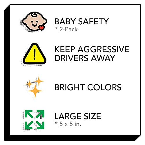 EPIC Goods Cute Baby On Board Magnets [2-Pack] Baby Shower Registry Gift Set - Safety Sign for Car, Truck, Van, Bumper, Laptop, Flask, Water Bottle (Magnets)